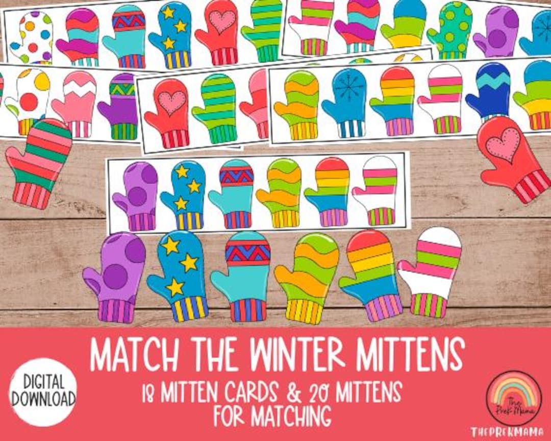 Match the Winter Mittens, Winter Preschool Printable, Toddler Activity ...