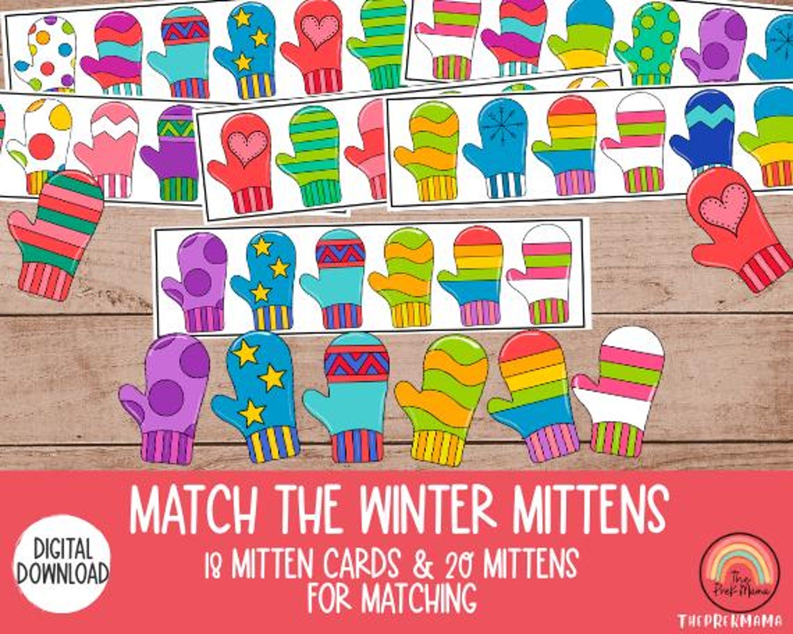 Match the Winter Mittens, Winter Preschool Printable, Toddler Activity ...