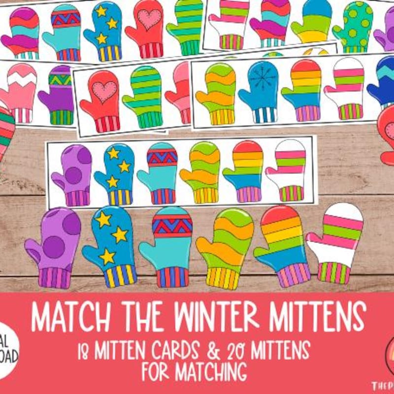 Mittens Matching Games - Etsy