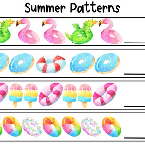 Summer Patterns, Preschool Worksheet, Preschool Printable, Montessori ...