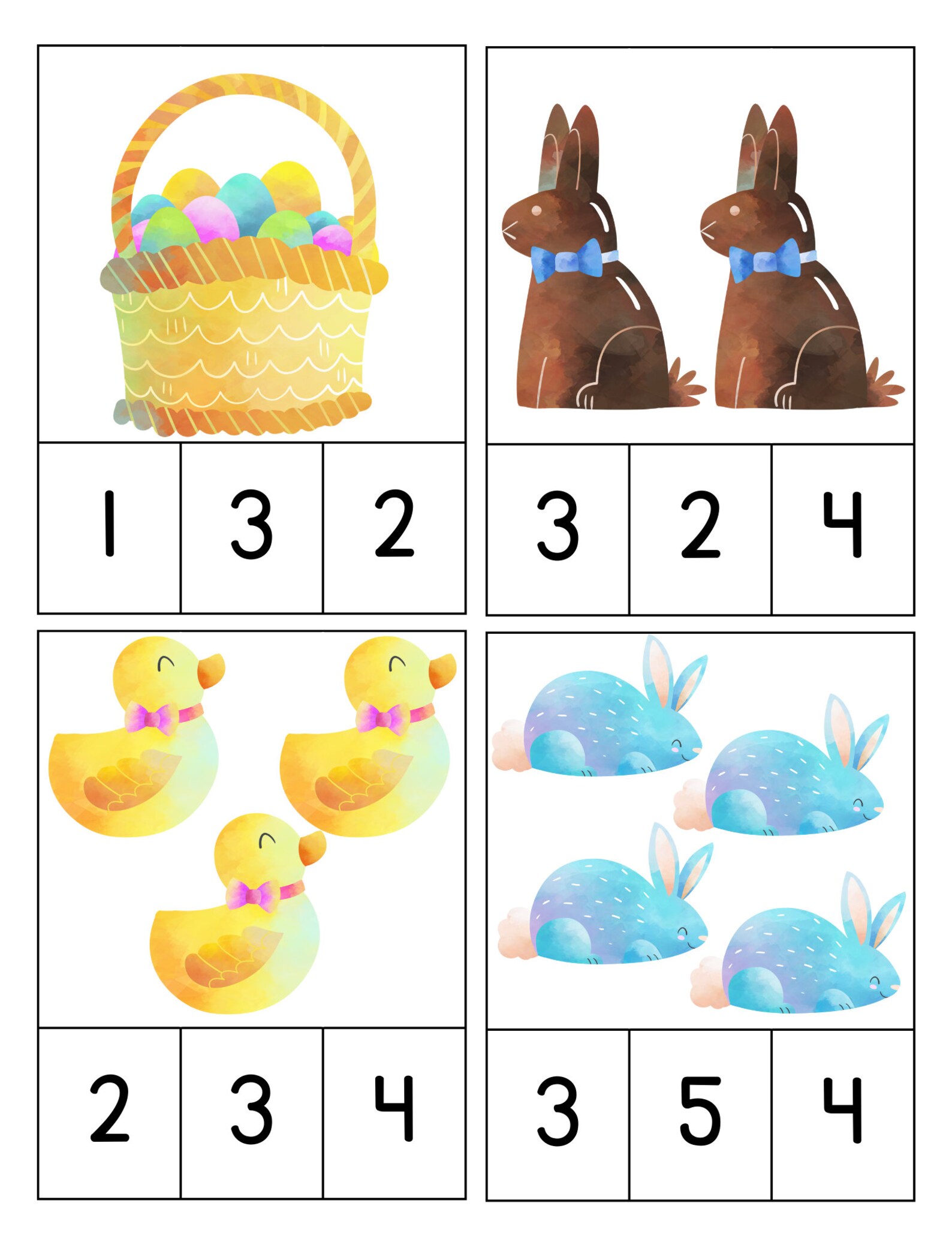 Easter Count and Clip Cards, Preschool Printable, Preschool Math ...