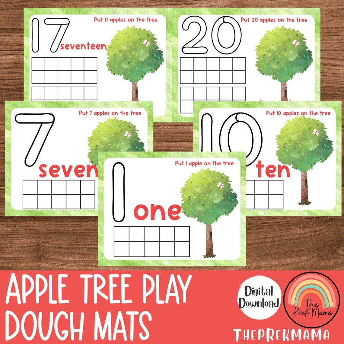 Apple Tree Play Dough Mats Play Doh Mats Toddler Activities - Etsy