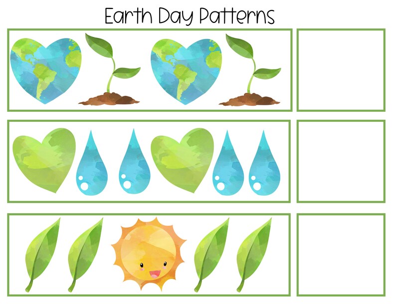 Earth Day Patterns, Preschool Worksheet, Preschool Printable ...