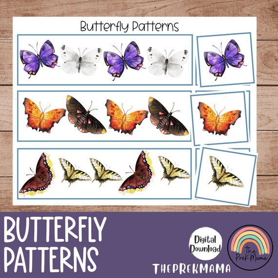 Butterfly Patterns Preschool Worksheets Preschool Printable - Etsy