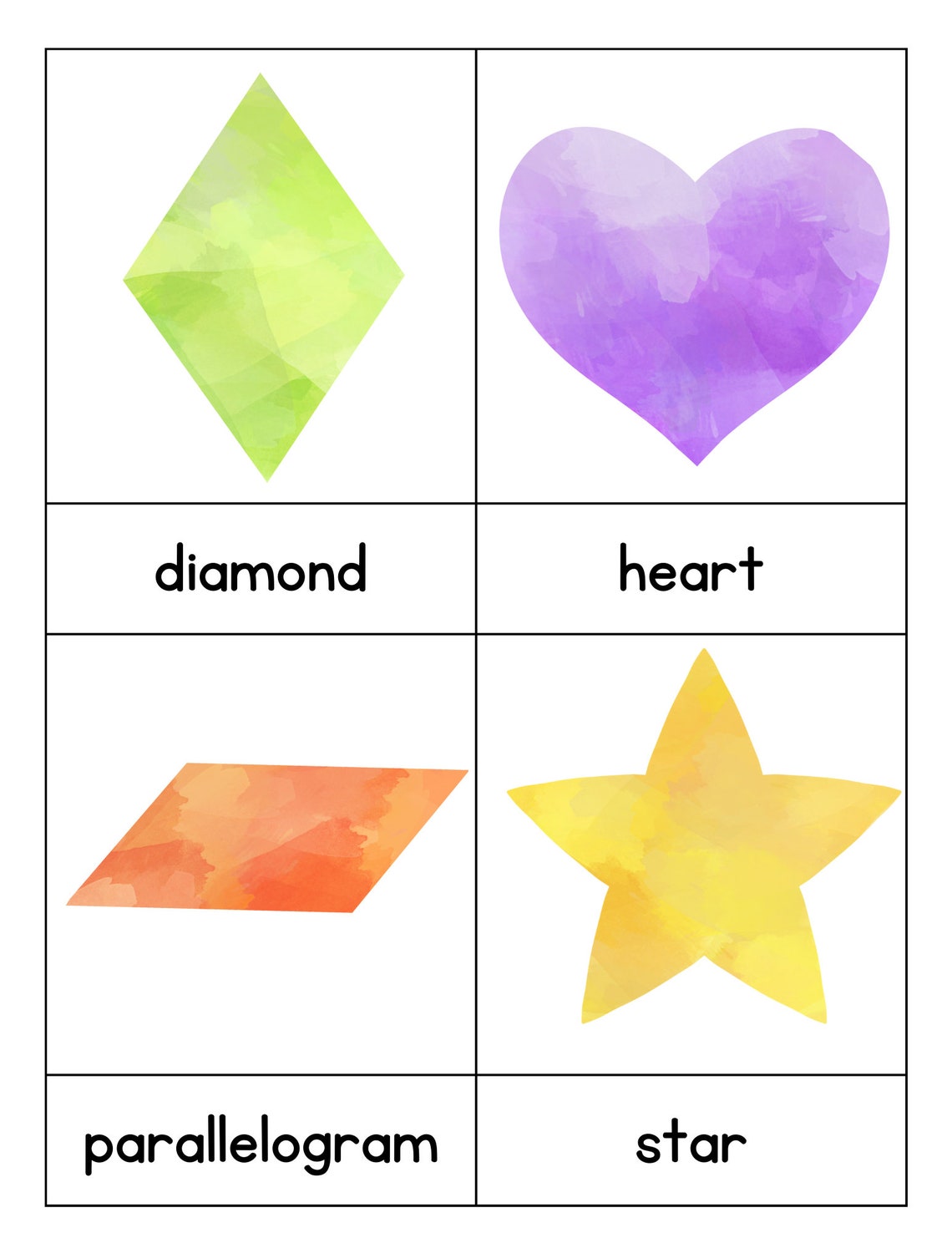 Shape Flash Cards 3 Part Montessori Cards Preschool - Etsy