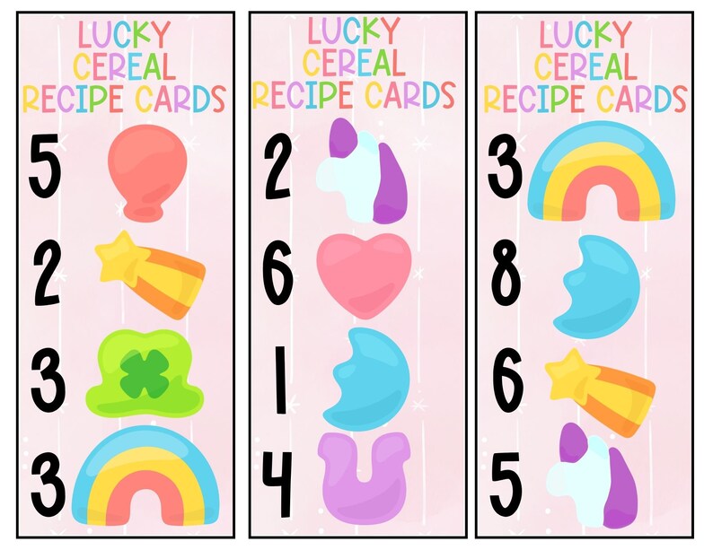 Lucky Cereal Recipe Cards, Preschool Curriculum, Preschool Printable ...