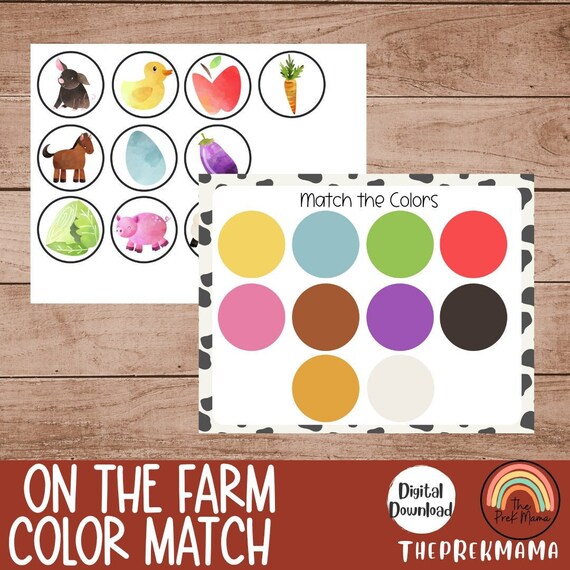 FARM Color Matching Montessori Printable Preschool - Etsy