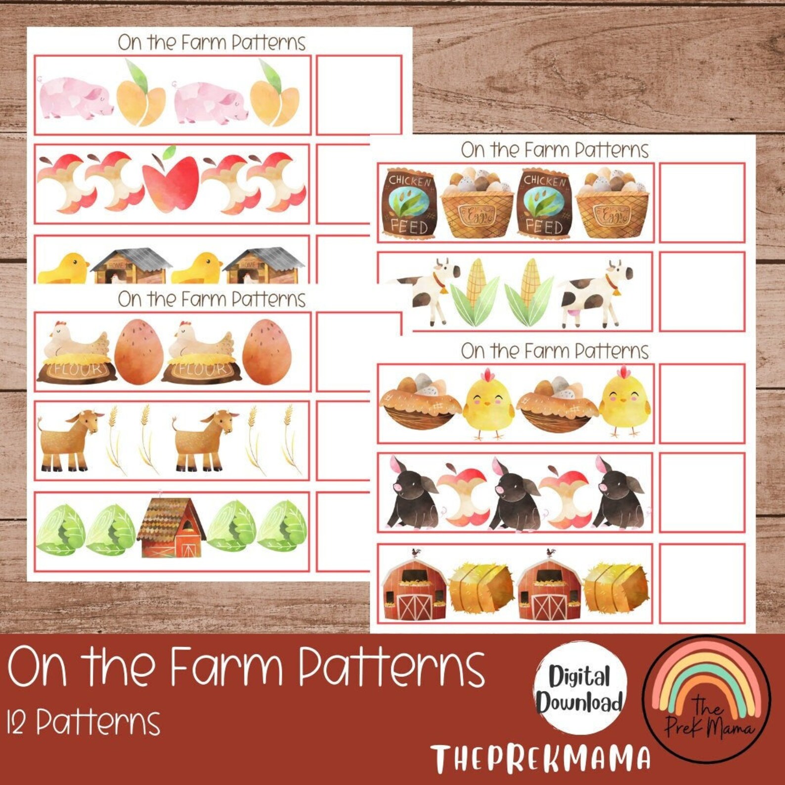 FARM Patterns Montessori Toddler Printable Preschool - Etsy