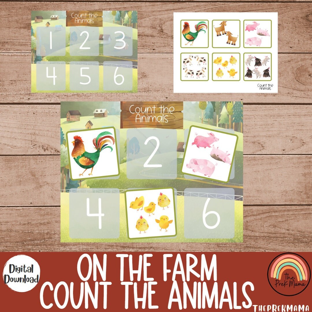 FARM Count the Animals, Montessori Materials, Preschool Printable ...