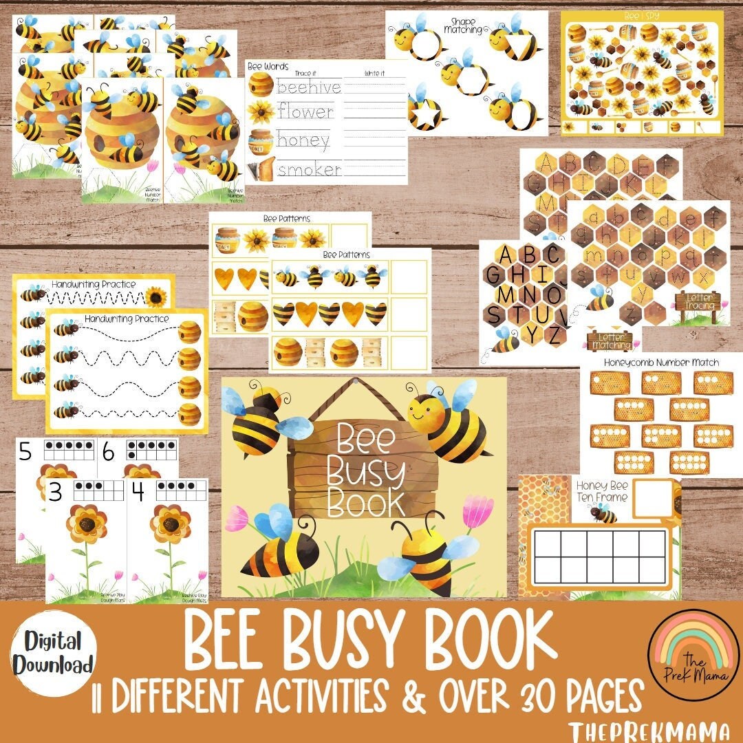 BEE Busy Book, Montessori Homeschool Printable, Preschool Printable ...