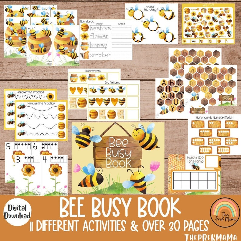BEE Busy Book, Montessori Homeschool Printable, Preschool Printable ...