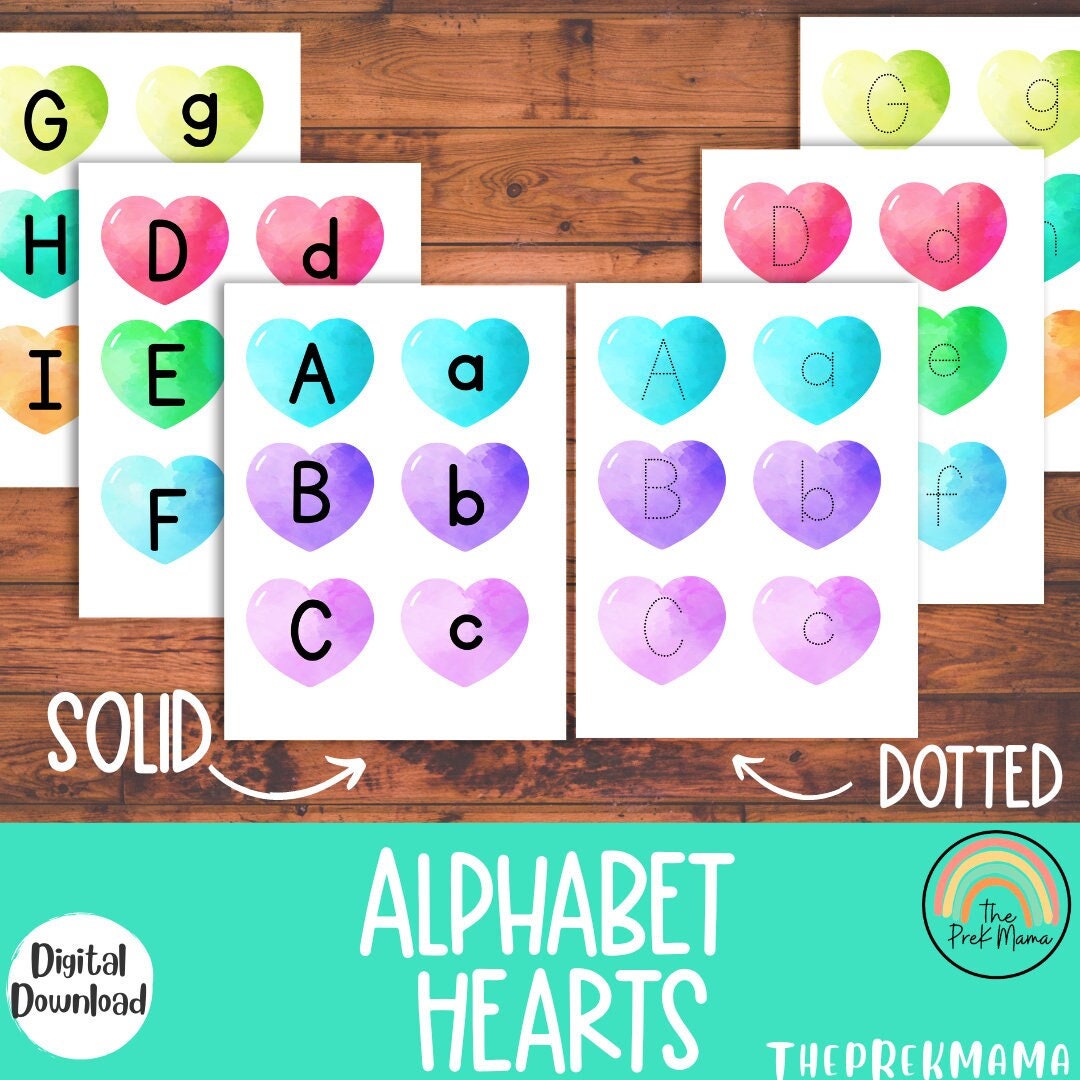 Alphabet Hearts, Valentine's Day Printable, Preschool Alphabet ...
