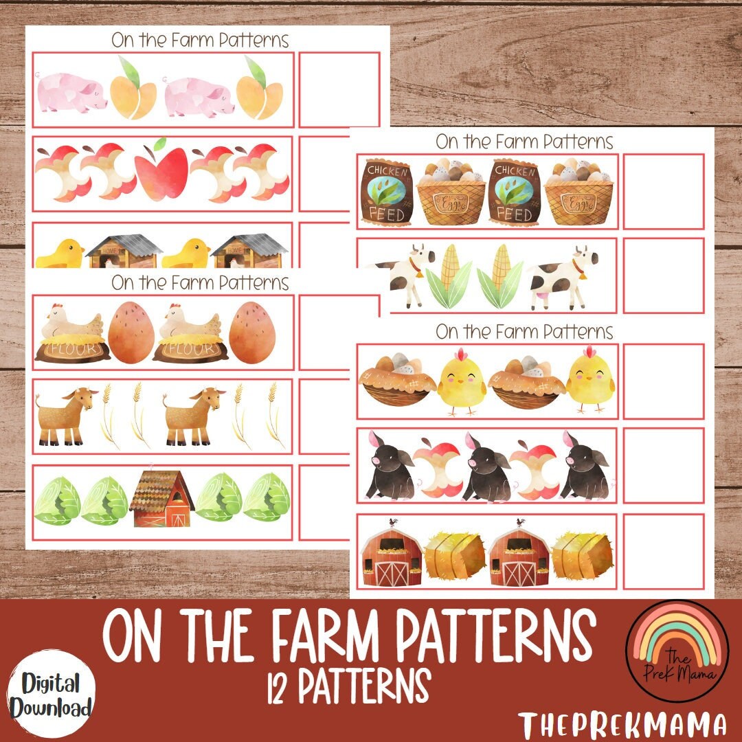 FARM Patterns, Montessori Toddler Printable, Preschool Printable ...