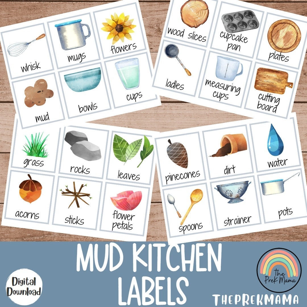 Mud Kitchen Labels, Preschool Printable, Home School, Montessori ...