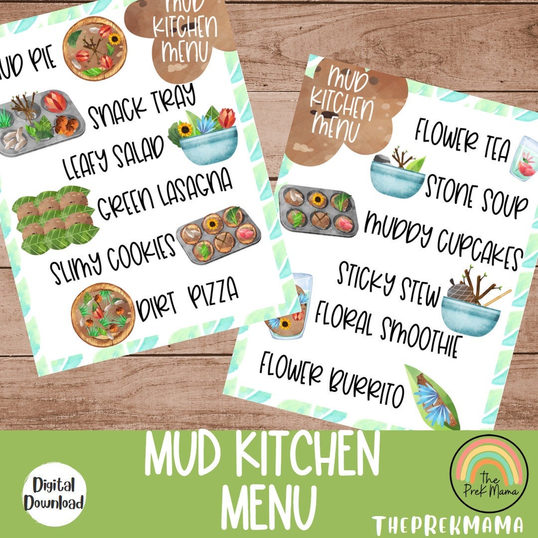 Mud Kitchen Menu, Preschool Printable, Home School, Montessori ...