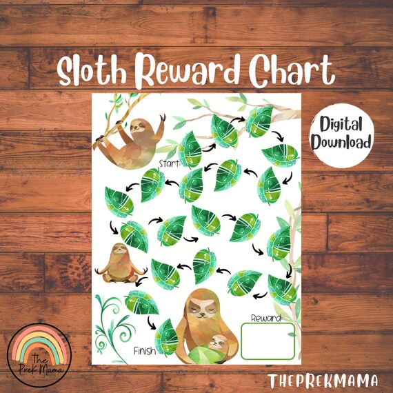 Sloth Reward Chart Reward Chart for Kids Reward Chart for | Etsy