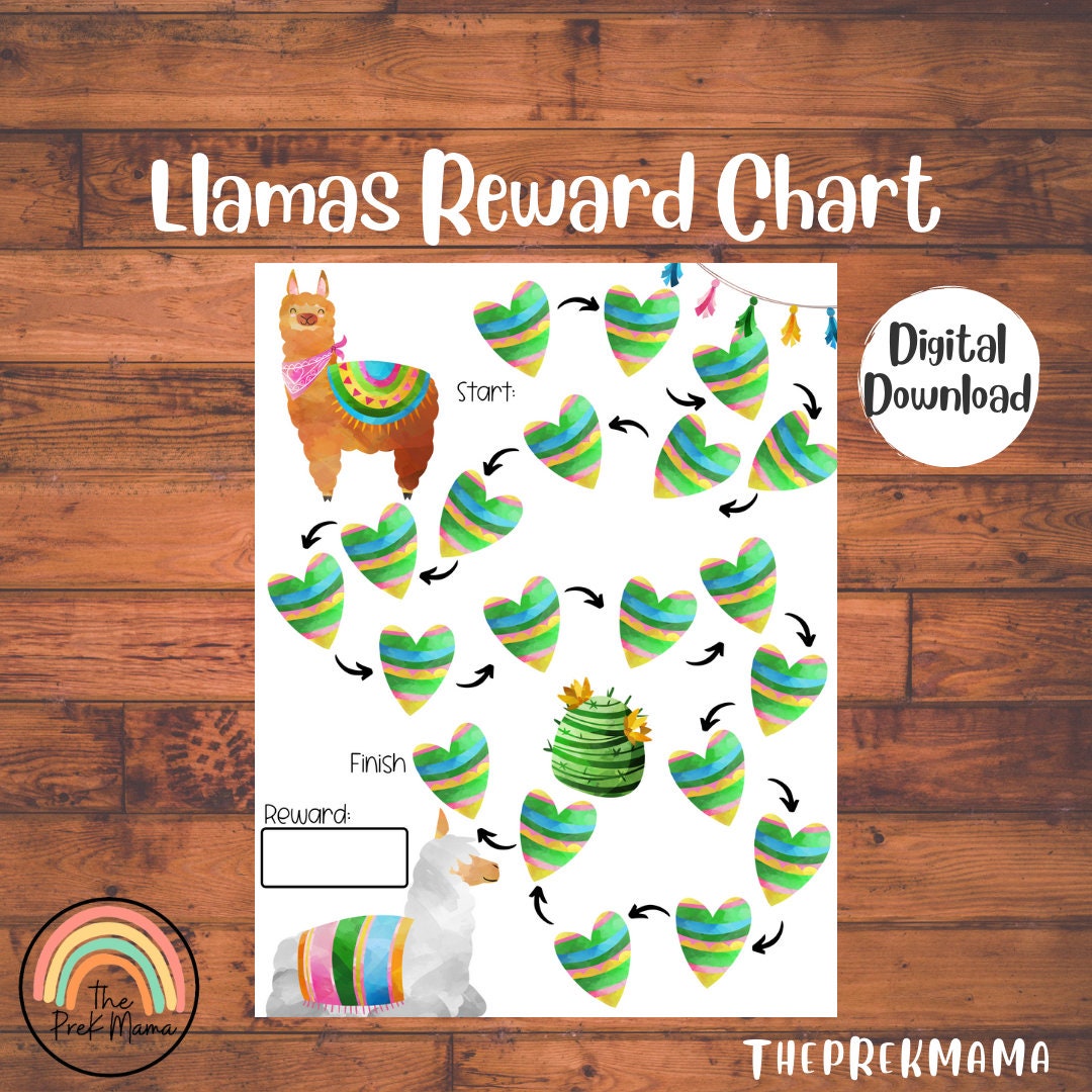 Llama Reward Chart, Reward Chart for Kids, Reward Chart for Toddler ...