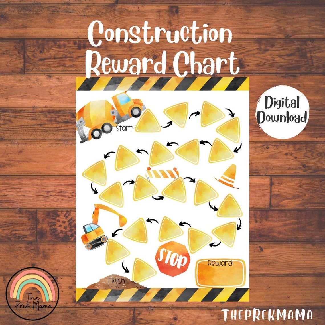 Construction Reward Chart Reward Chart for Kids Reward Chart - Etsy