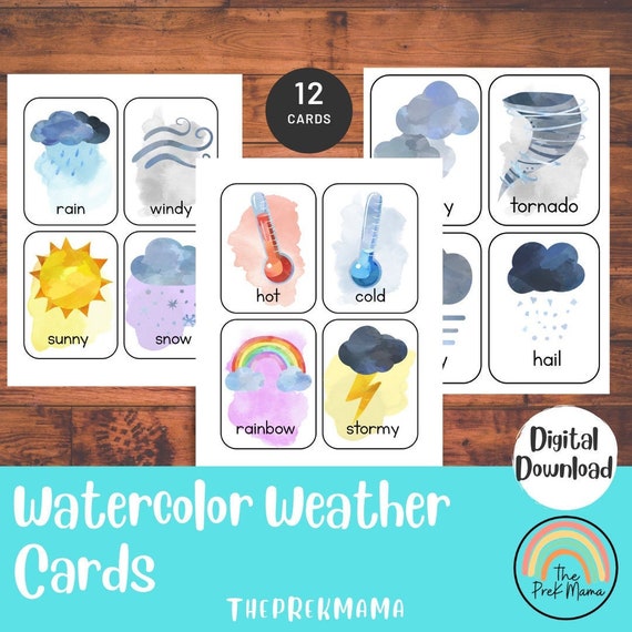 Weather Flash Cards Preschool Printable Preschool Learning | Etsy
