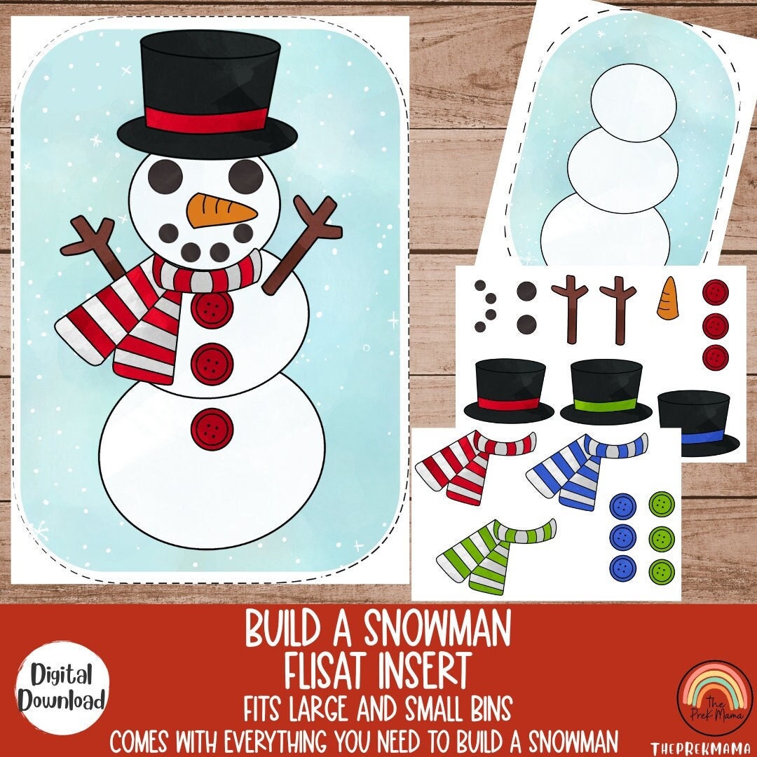Build a Snowman Flisat Inserts, Winter Flisat, Flisat Insert Printable ...