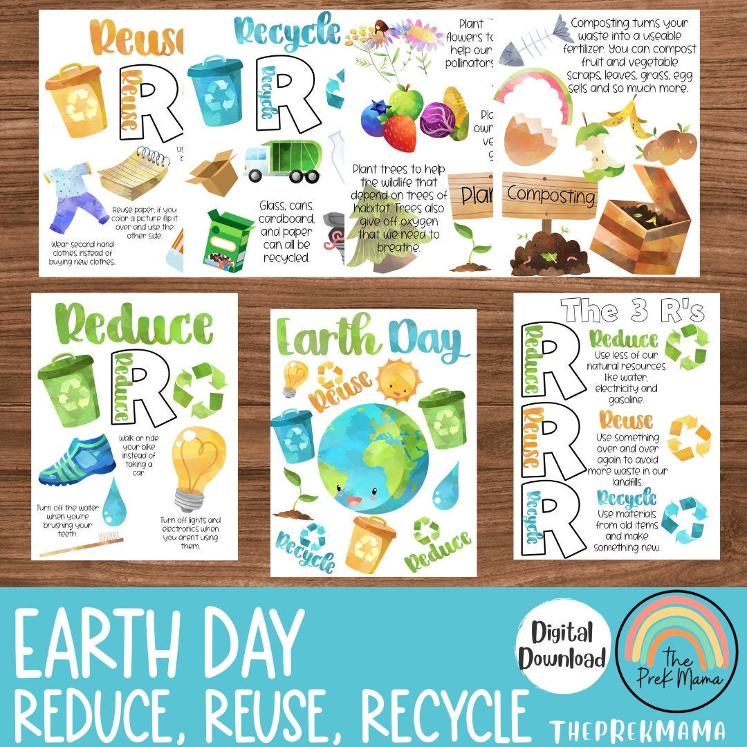 Earth Day the 3 Rs Preschool Worksheet Preschool Printable - Etsy