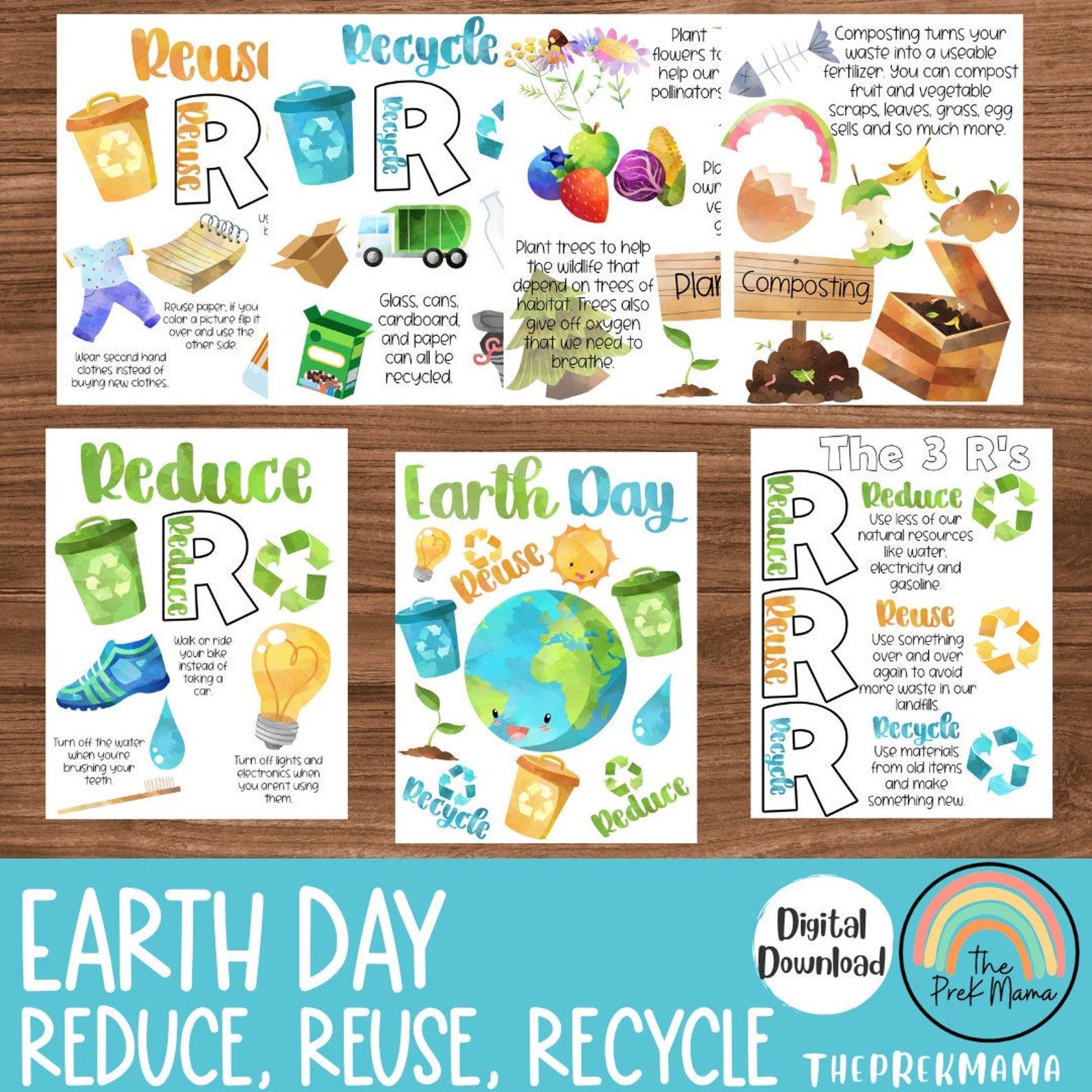 Earth Day the 3 Rs Preschool Worksheet Preschool Printable - Etsy