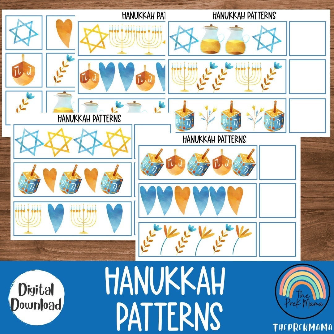 Hanukkah Patterns, Hanukkah Preschool Printable, Preschool Activity ...
