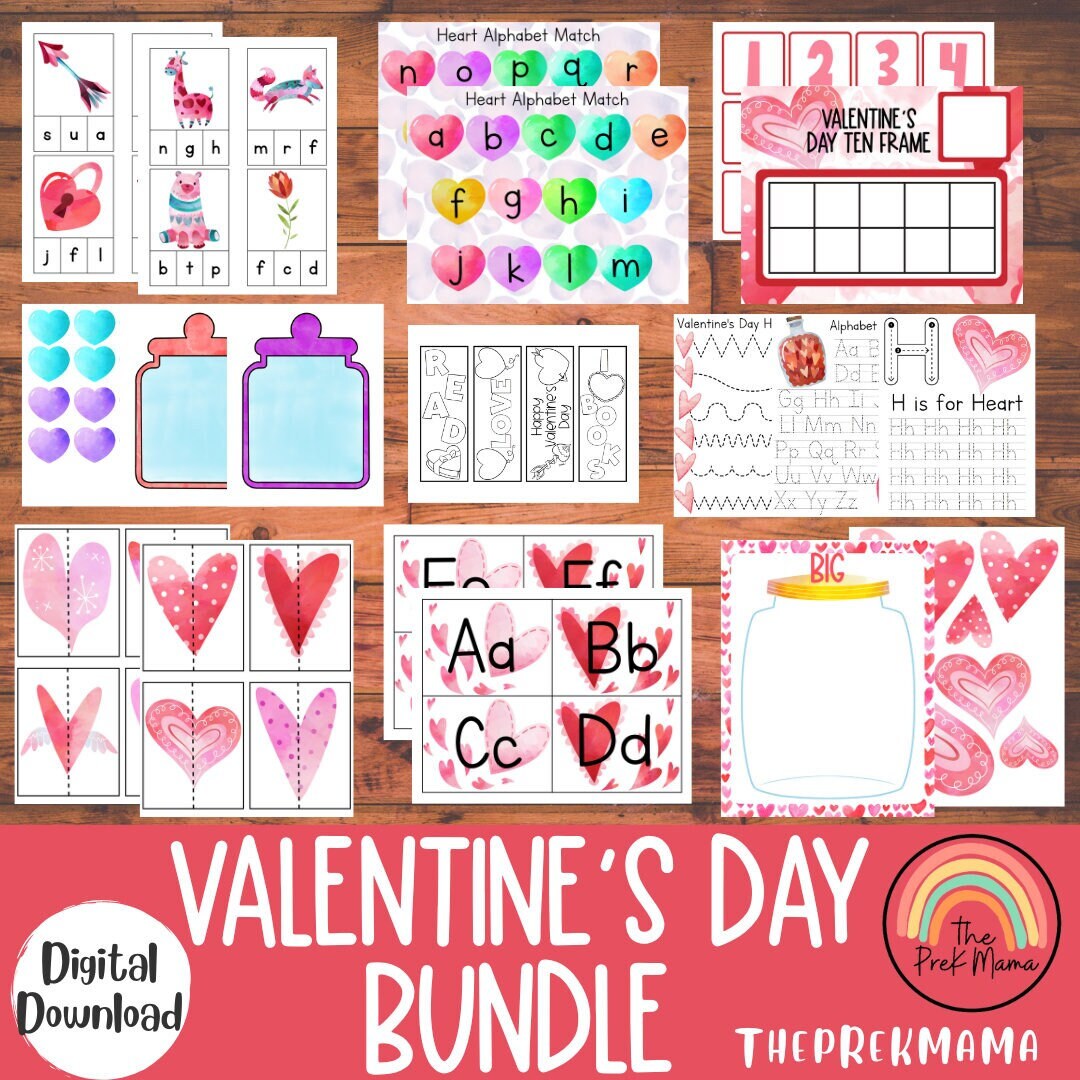 Valentine's Day Bundle, Preschool Printable, Valentine's Day Pintables ...