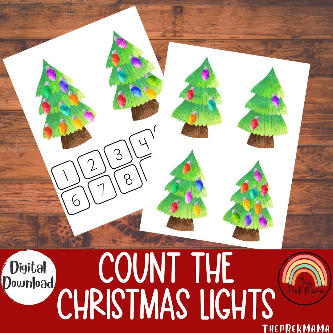 Count the Christmas Lights, Preschool Printable, Christmas Printable ...