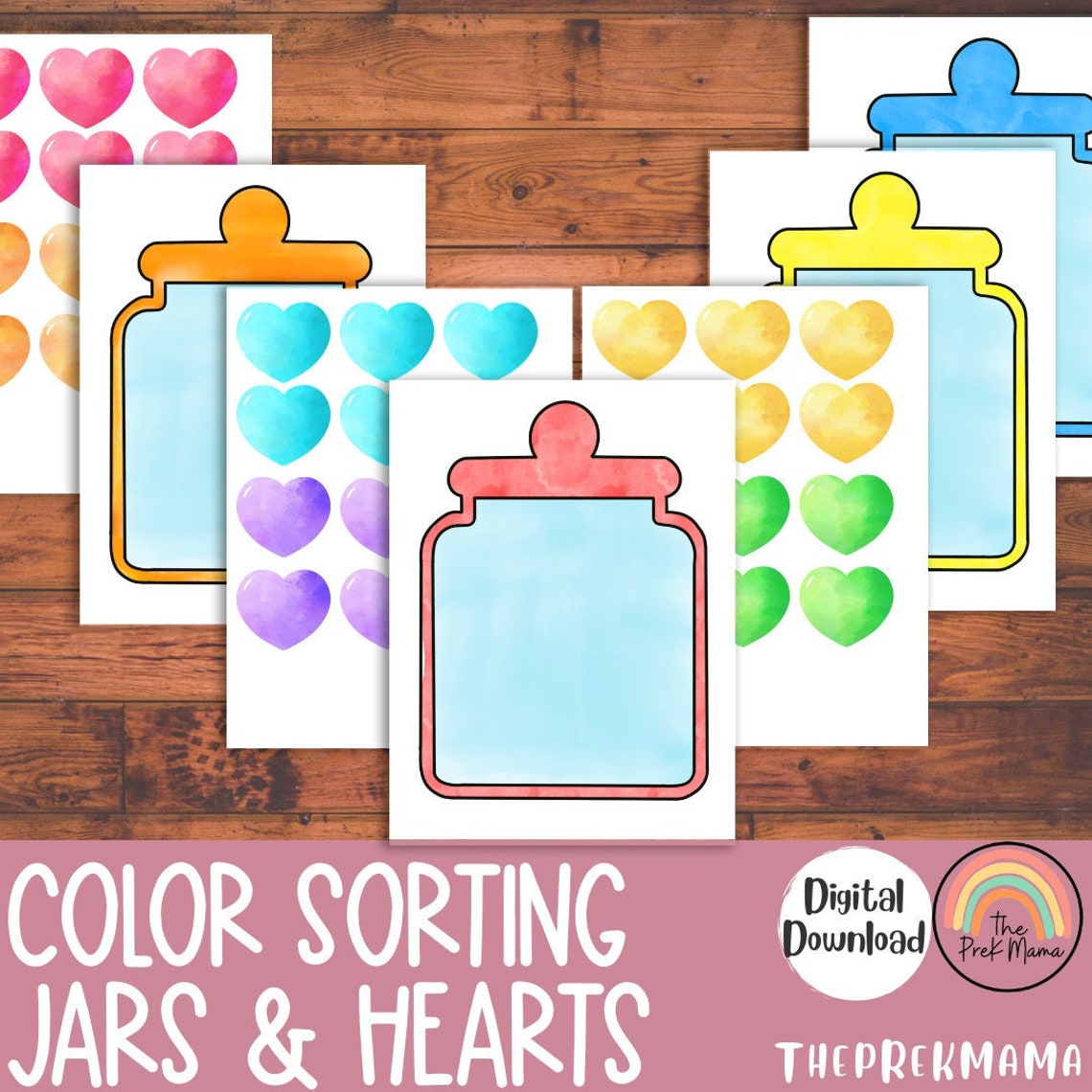 Color Sorting Hearts Preschool Worksheet Preschool - Etsy