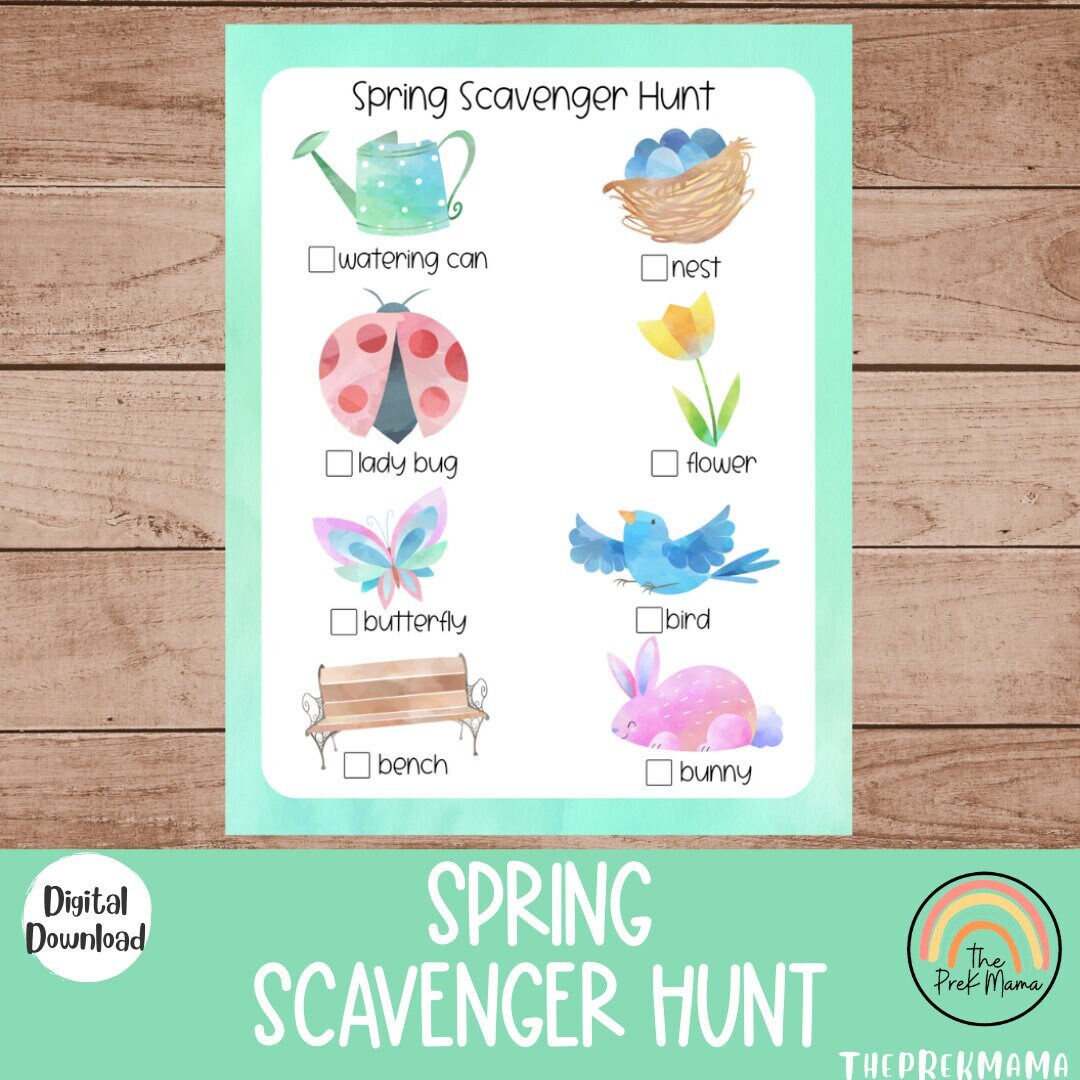 Spring Scavenger Hunt, Preschool Activity, Preschool Printable, Spring ...