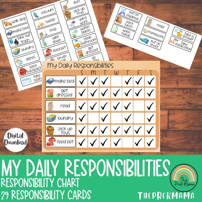 My Daily Responsibility Chart Printable Chore Chart - Etsy