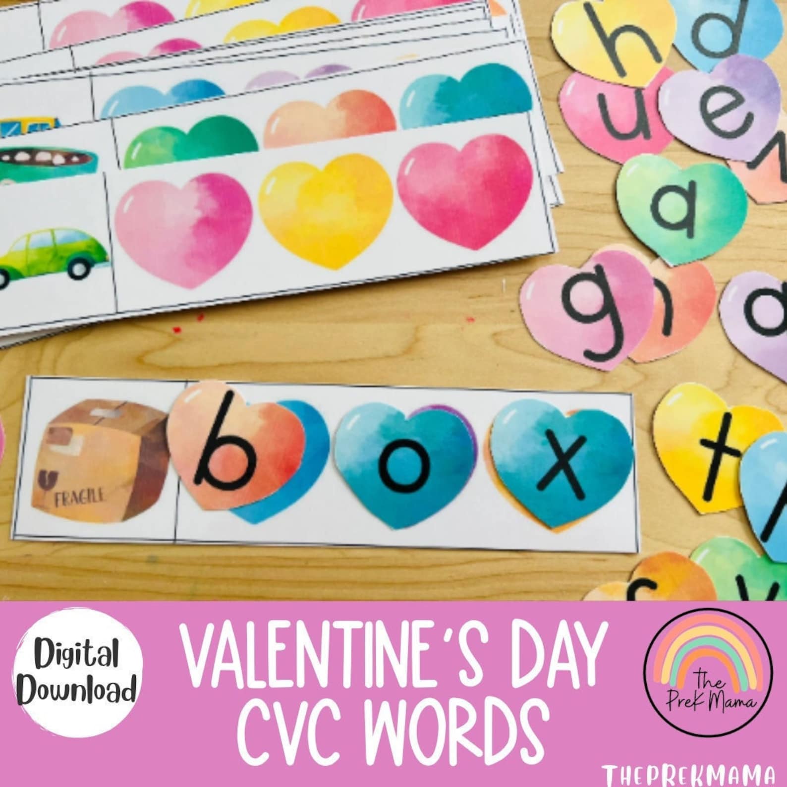Valentine's Day CVC Matching Cards Preschool Printable - Etsy