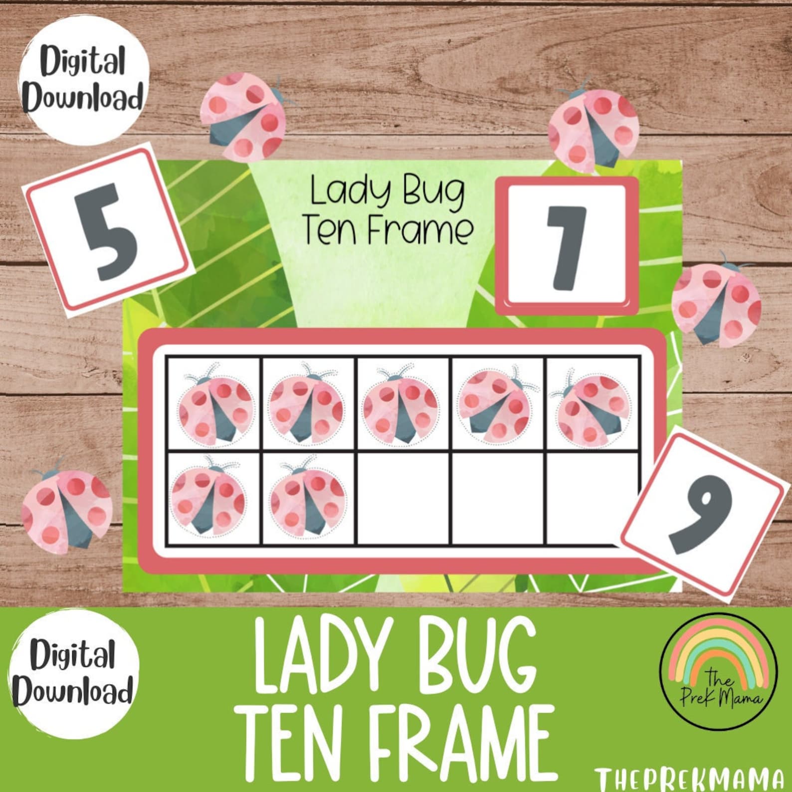 Lady Bug Ten Frame, Numbers 1-10 Count and Match, Montessori Printable ...