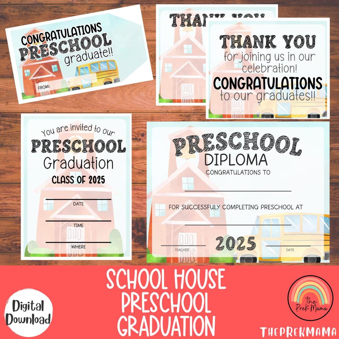 School House Preschool Graduation, Preschool Diploma, Preschool ...
