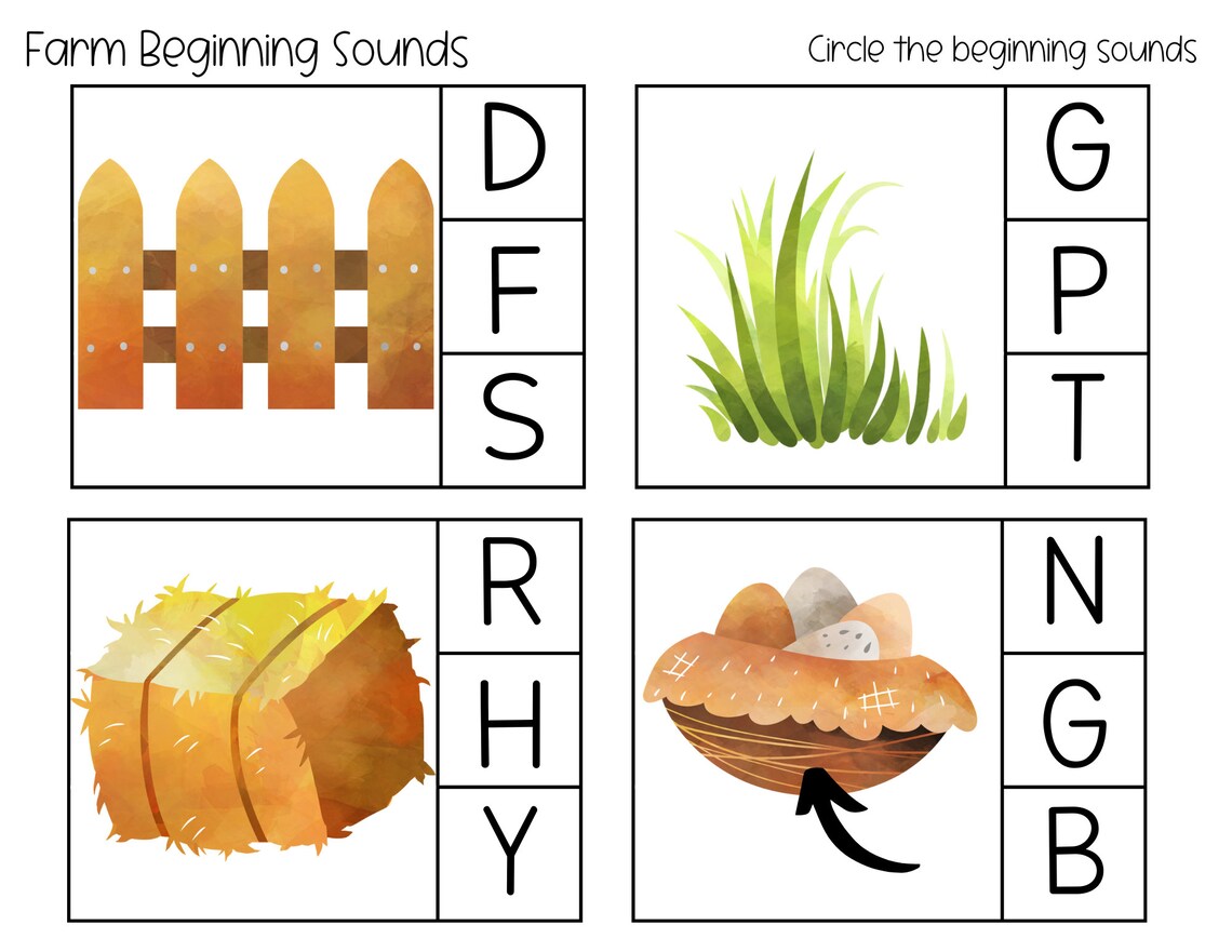 FARM Beginning Sounds Montessori Materials Preschool - Etsy