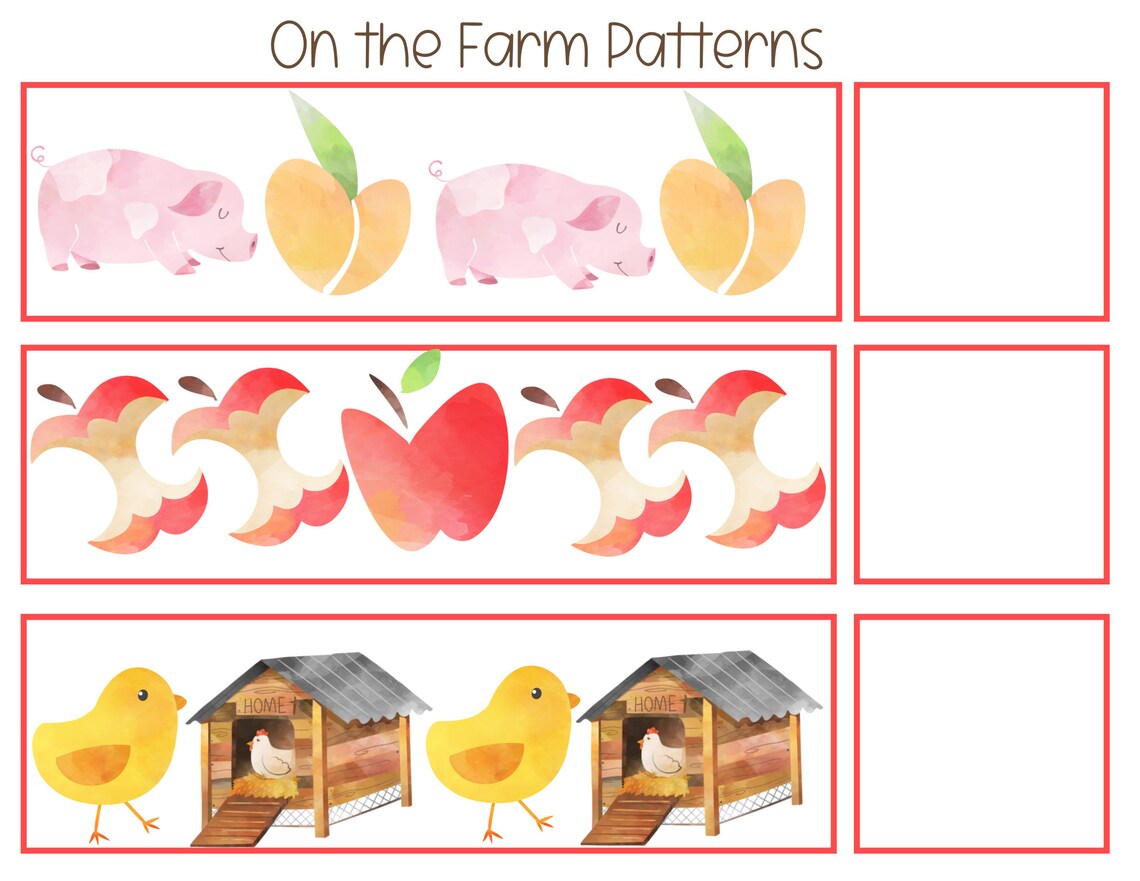 FARM Patterns Montessori Toddler Printable Preschool - Etsy