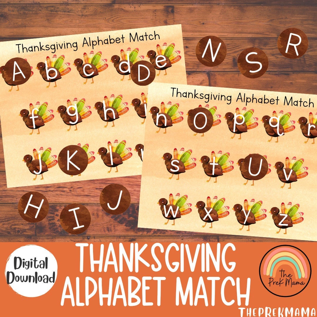 Thanksgiving Alphabet Match, Montessori Materials, Homeschool Resources ...