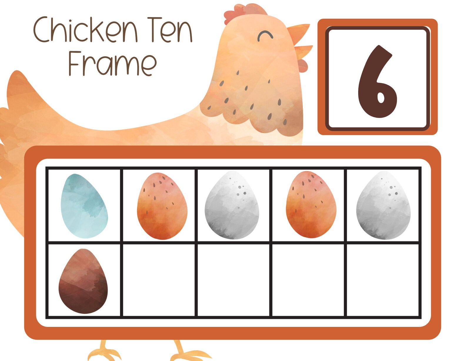 FARM Chicken Ten Frame Montessori Materials Preschool - Etsy