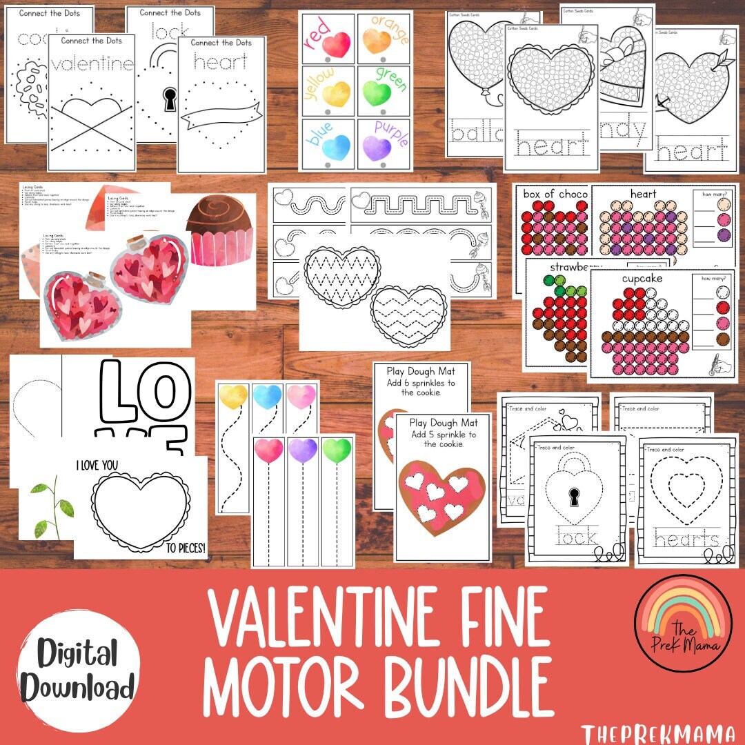 Valentine's Day Fine Motor Bundle, Preschool Fine Motor, Valentine ...