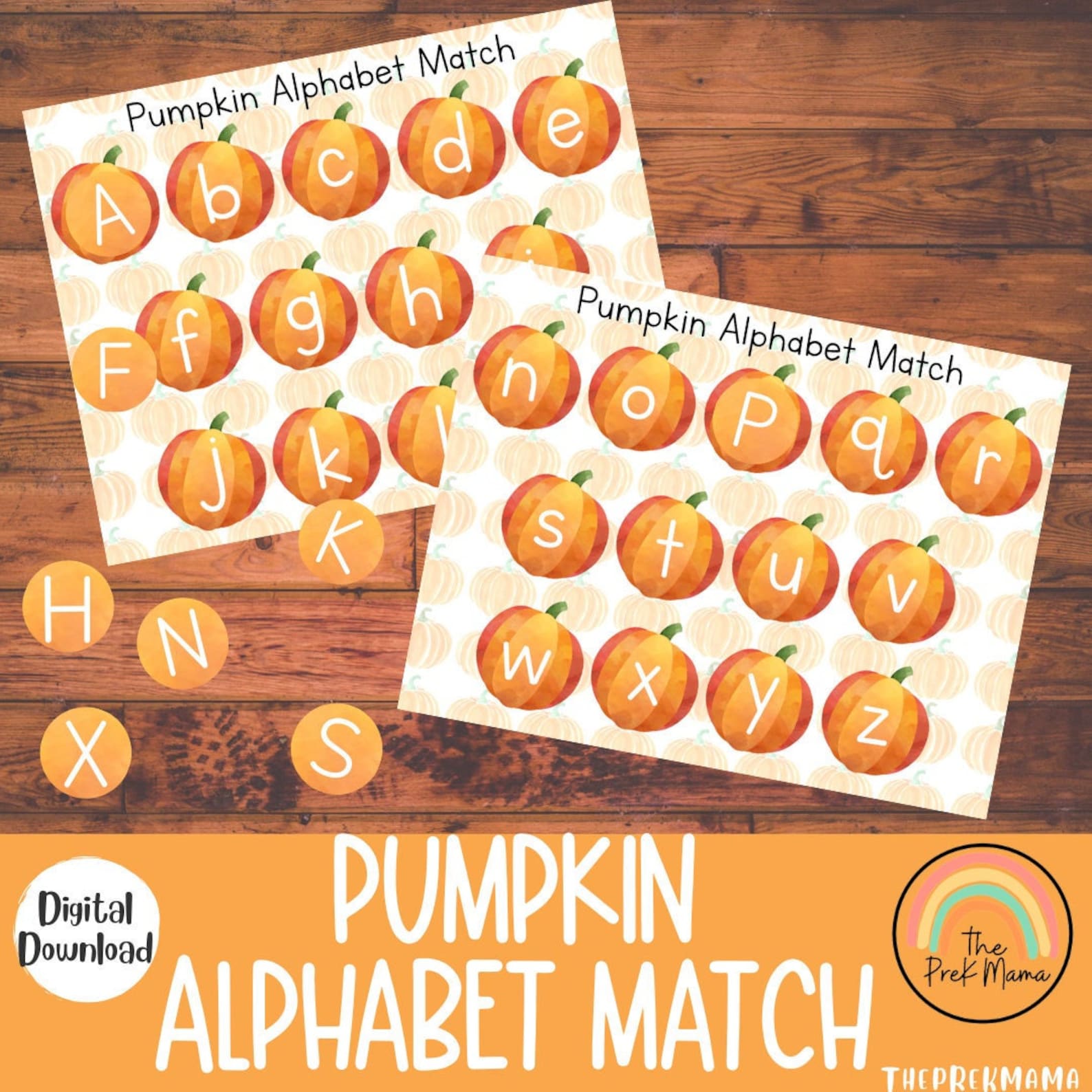 Pumpkin Alphabet Match Montessori Materials Homeschool - Etsy