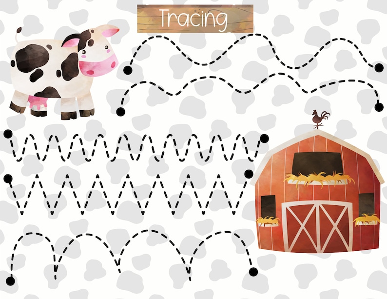 FARM Tracing Worksheets Preschool Handwriting Practice Pre-k - Etsy