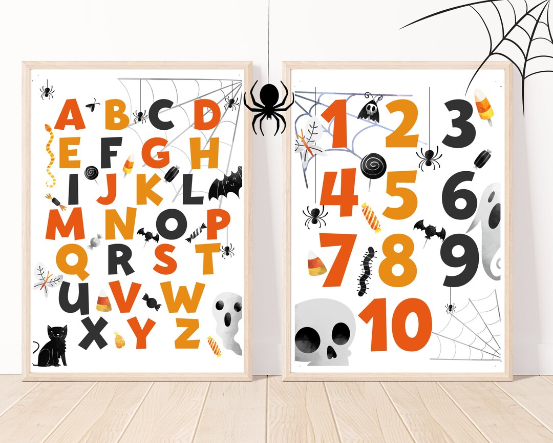 Halloween Poster, Alphabet and Numbers, Educational Poster, Classroom ...