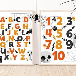 Halloween Poster, Alphabet and Numbers, Educational Poster, Classroom ...