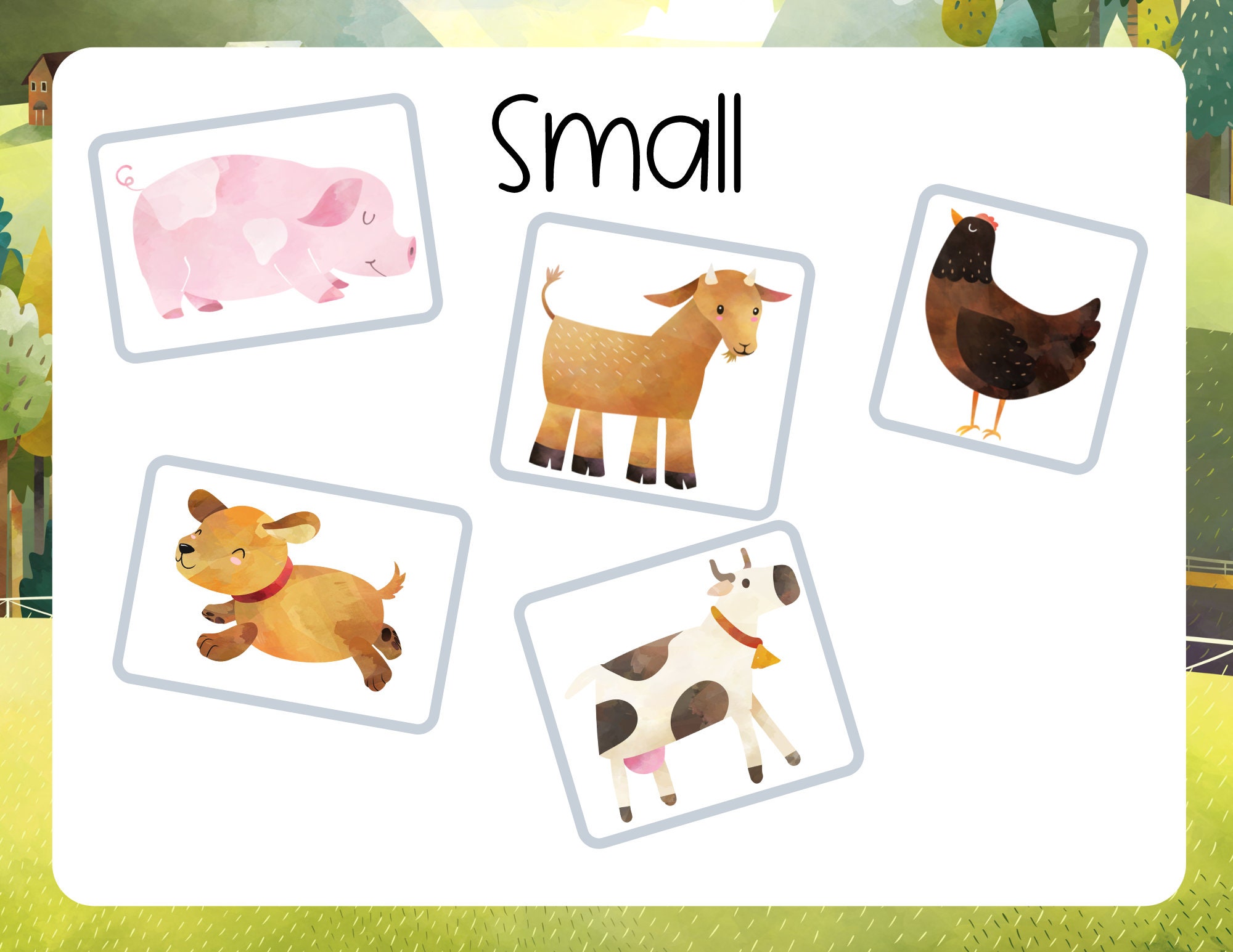 FARM Sorting by Size Big & Small, Montessori Printable, Preschool ...