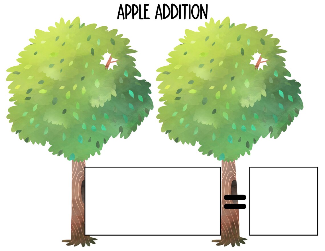 Apple Addition Math Activity Preschool Printable Preschool - Etsy