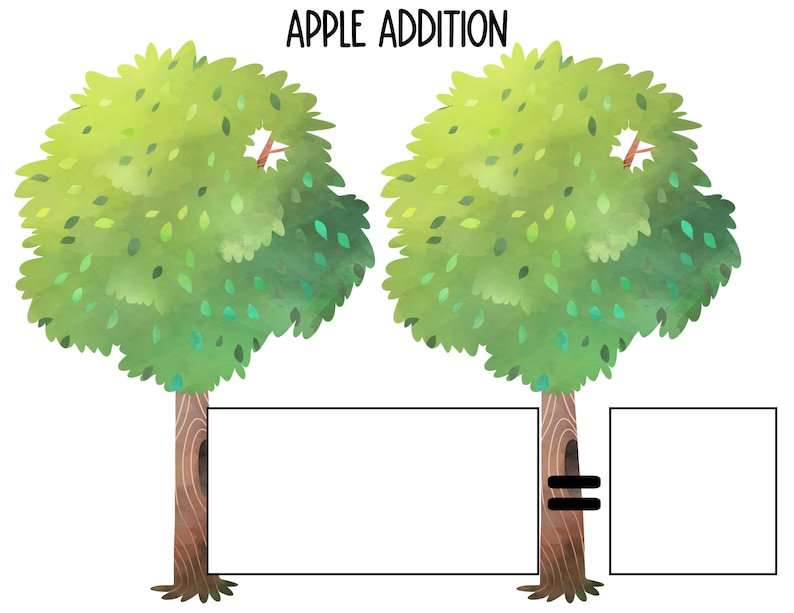 Apple Addition Math Activity Preschool Printable Preschool - Etsy
