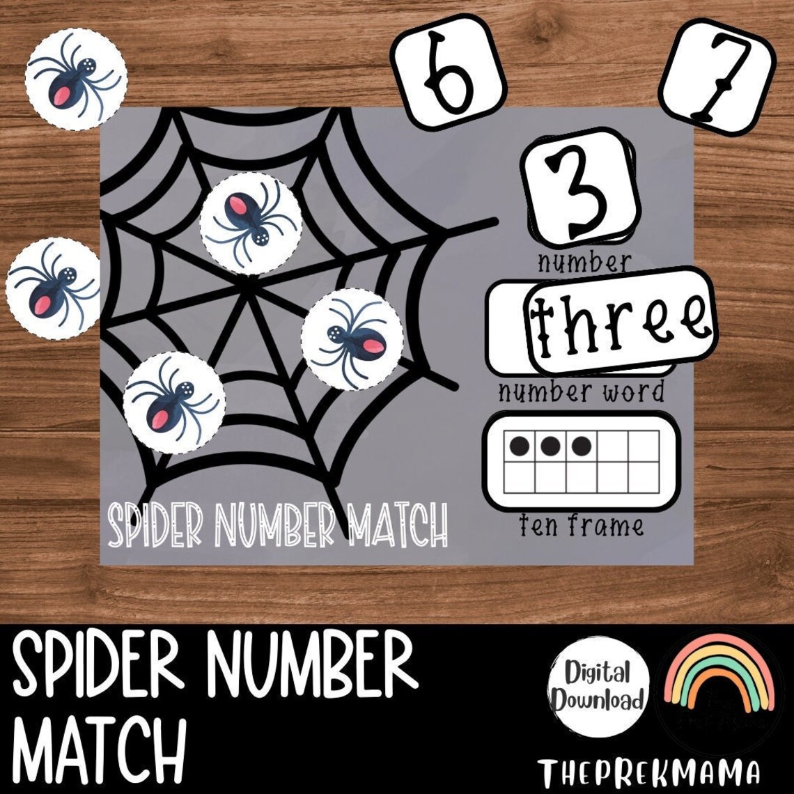 Halloween Spider Number Match Halloween Preschool Printable - Etsy