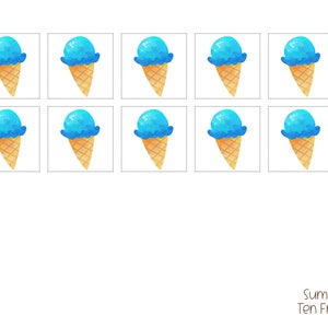 Ice Cream Ten Frame Numbers 1-10 Count and Match Montessori - Etsy