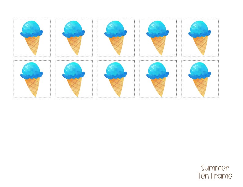 Ice Cream Ten Frame Numbers 1-10 Count and Match Montessori - Etsy